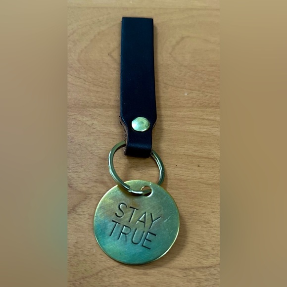 Accessories | Brass Leather Stay True Keychain | Poshmark